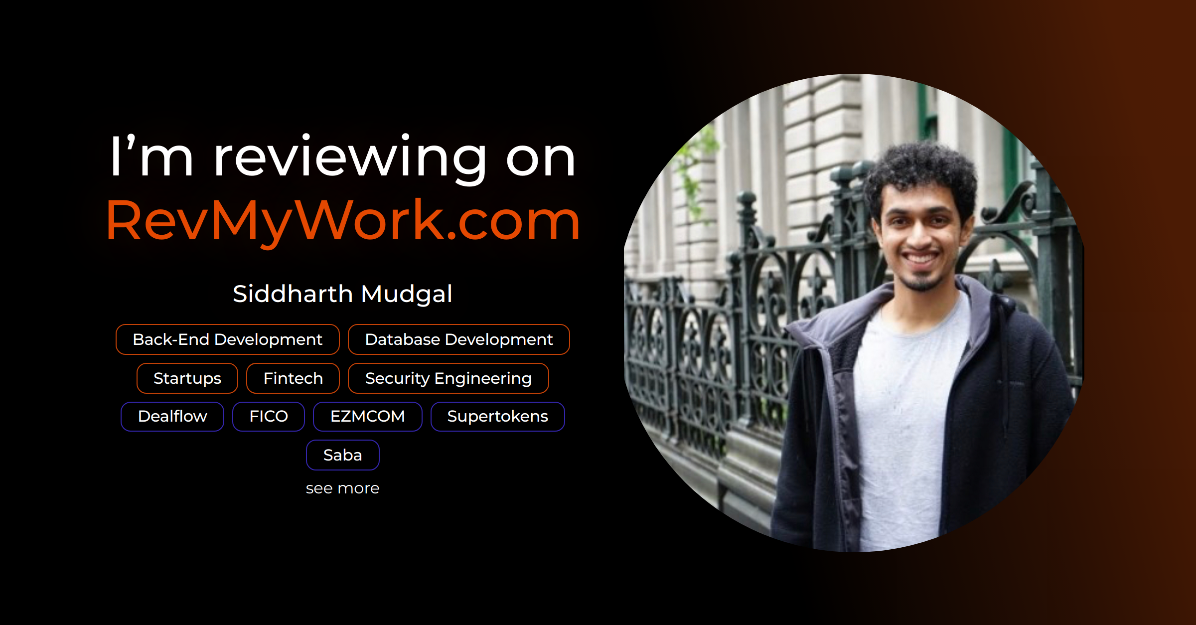 Siddharth Mudgal will review your work on RevMyWork 🚀
